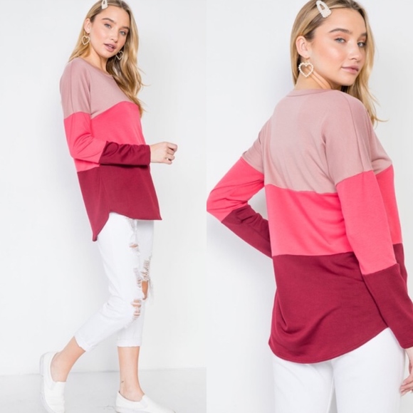 pop kiss | Tops | New Colorblock Long Sleeve Multicolor Sweater Top ...